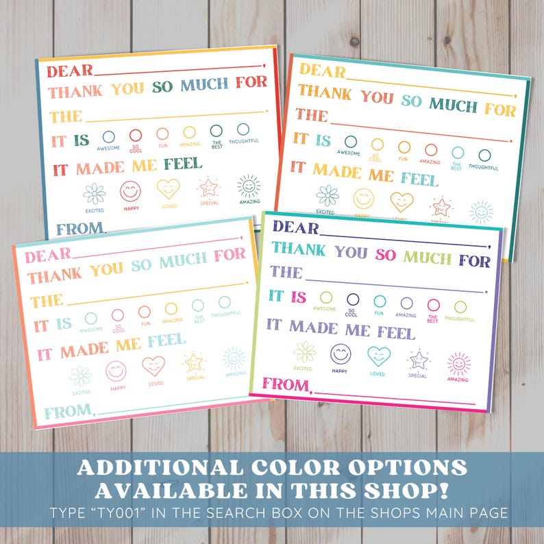 Tarjetas de agradecimiento imprimibles para niños: rellena los espacios ...