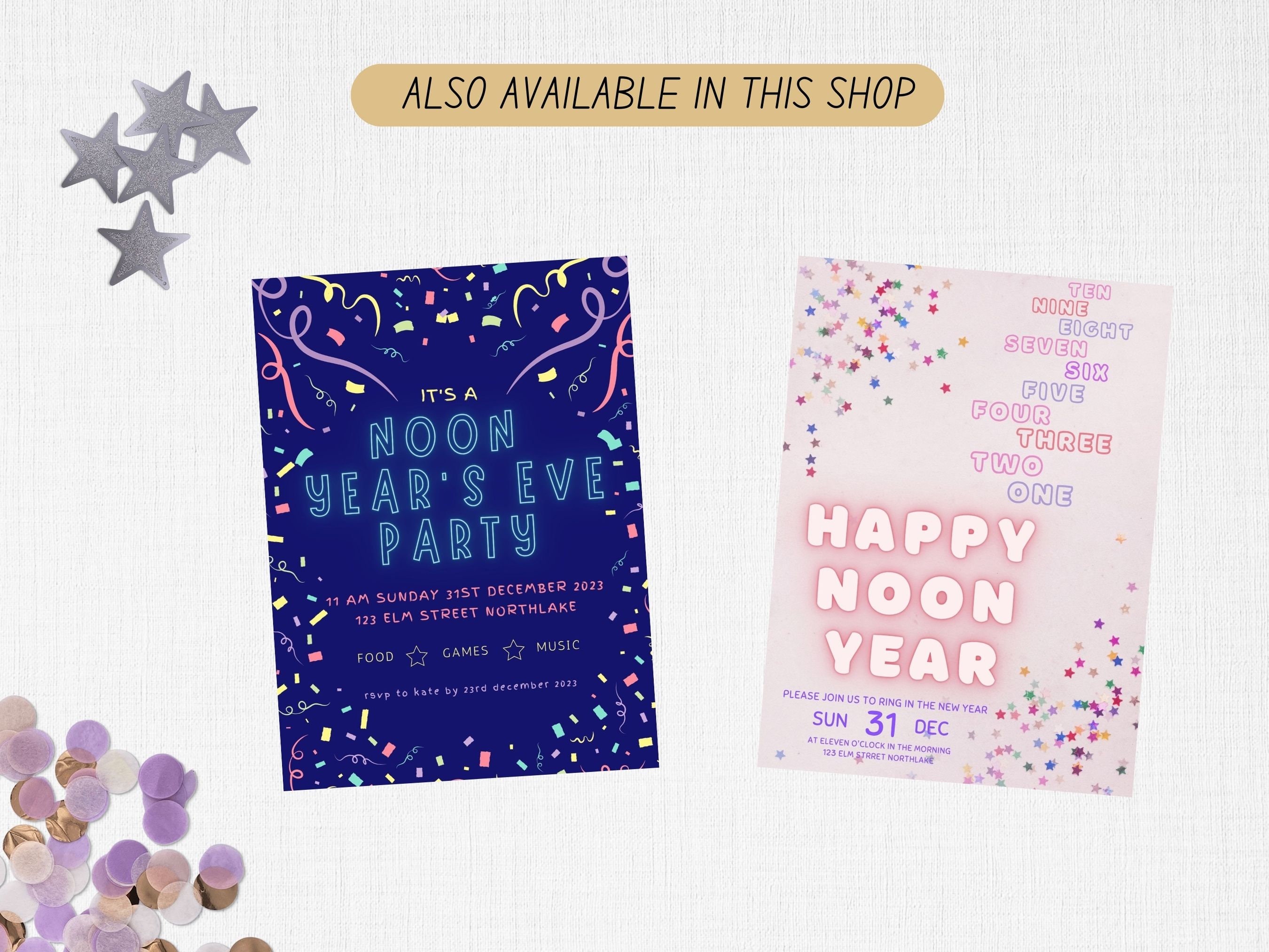 Noon Years Eve Party Invitation, Kids New Years Eve Party Invite, NYE ...