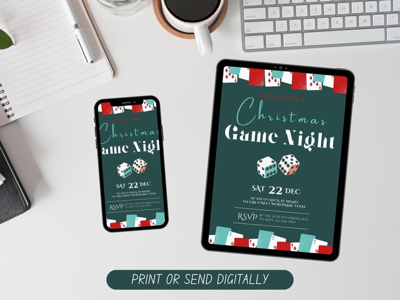 Christmas Holiday Game Night Party Invitation, Christmas Games Party ...
