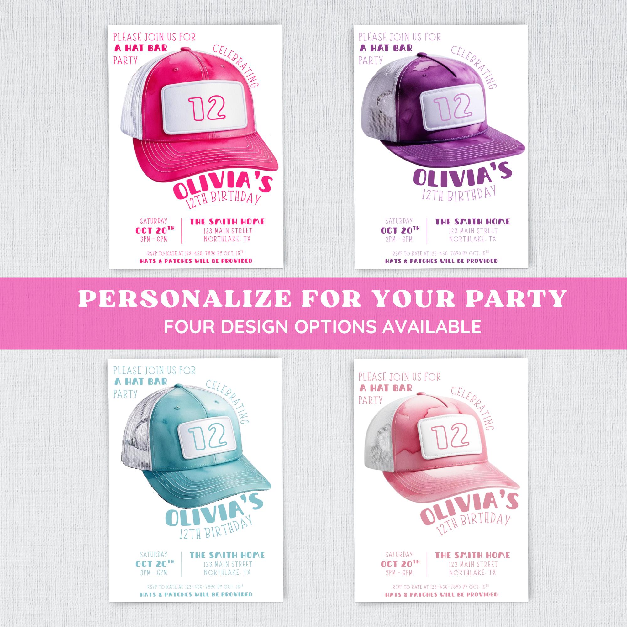 Editable Trucker Hat Bar Birthday Invitation Girls Night Out Party ...