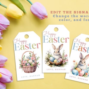 Editable Easter Gift Tag Template, Printable Easter Basket Party Favor ...