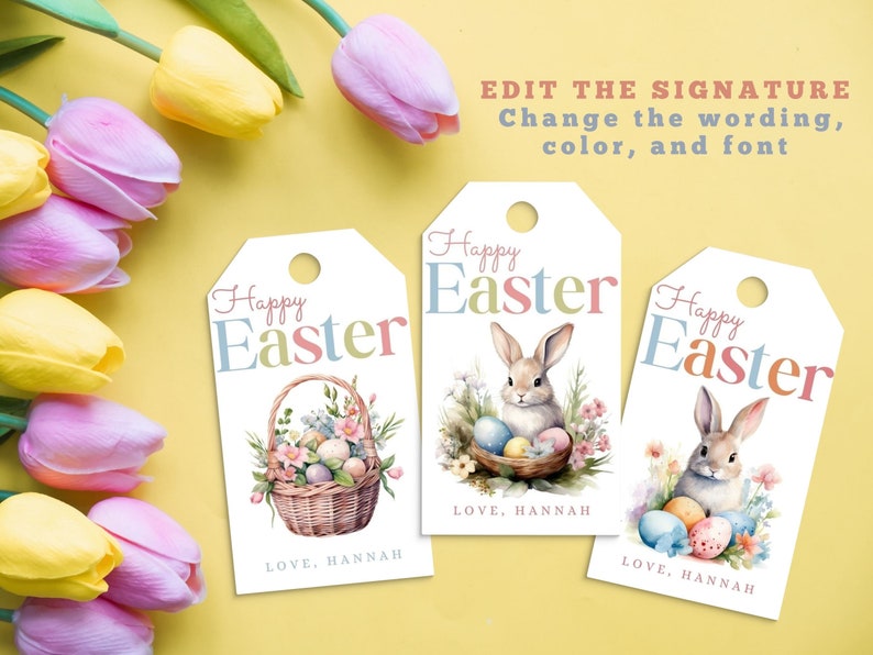 Editable Easter Gift Tag Template, Printable Easter Basket Party Favor Tags, Class Tag Template ...
