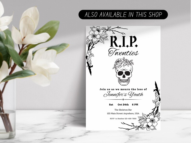 RIP 20s 30th Birthday Invitation: Gothic Floral Theme (digital Download ...