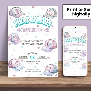 Editable Trucker Hat Bar Birthday Invitation, Girls Night Out Party ...