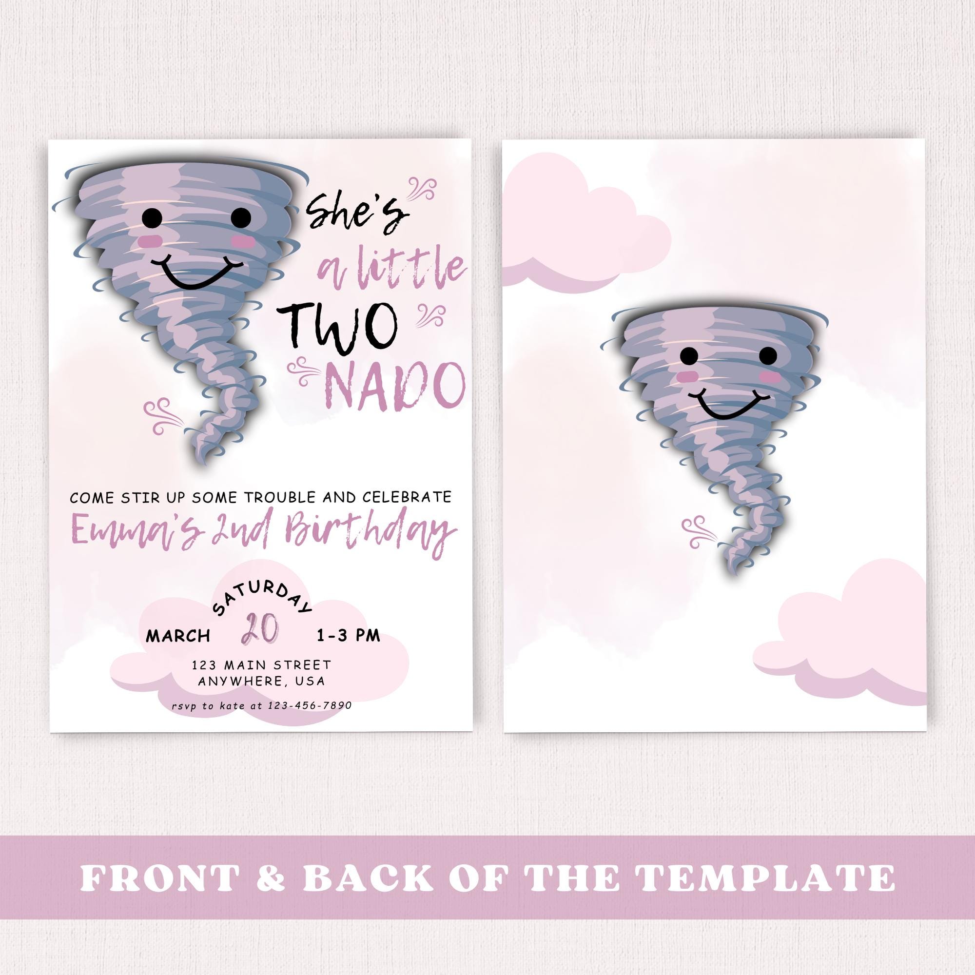 Editable Two-nado Birthday Invitation Template Tornado Birthday Invite ...
