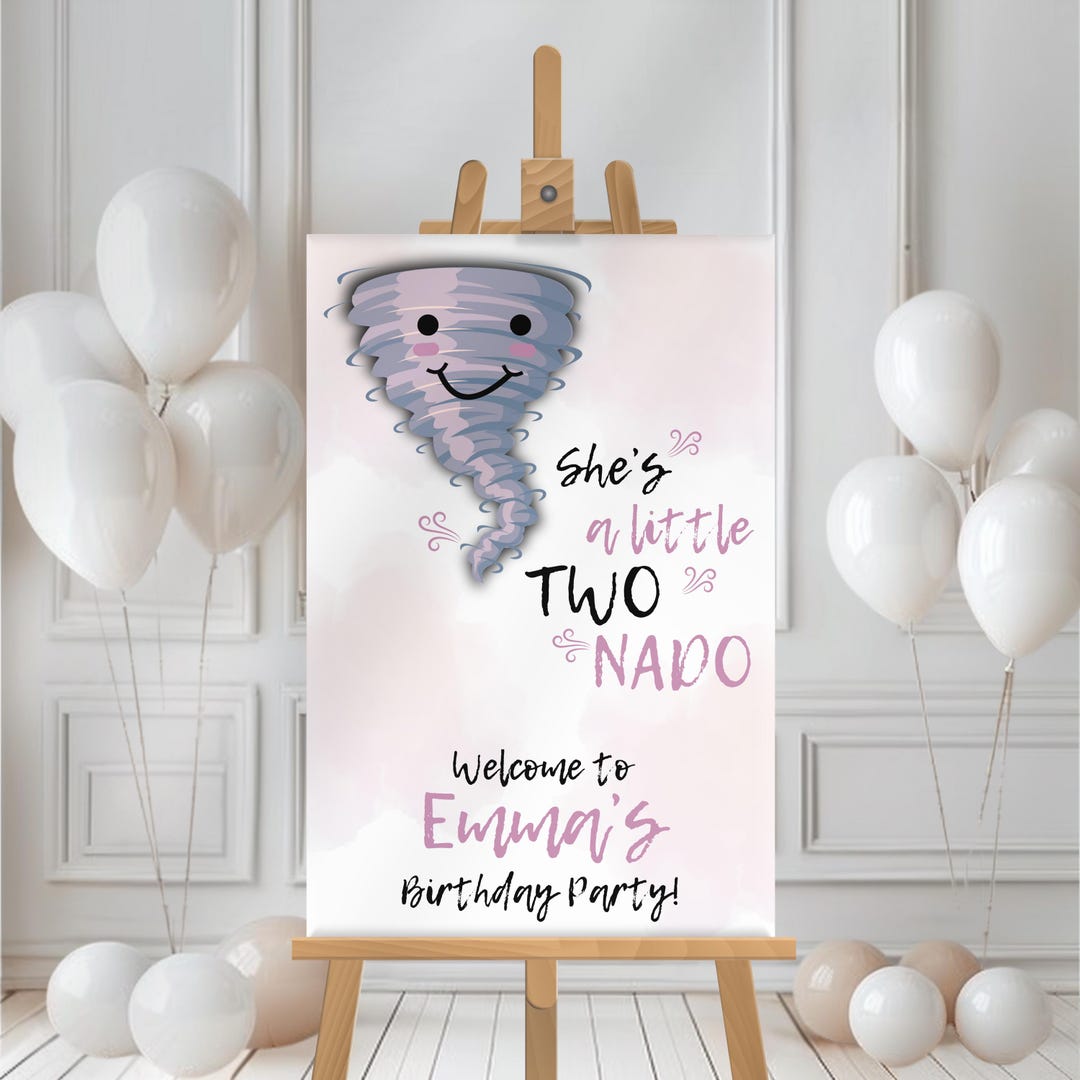 Editable Twonado Birthday Welcome Sign Tornado Entrance Poster 2nd Girl ...