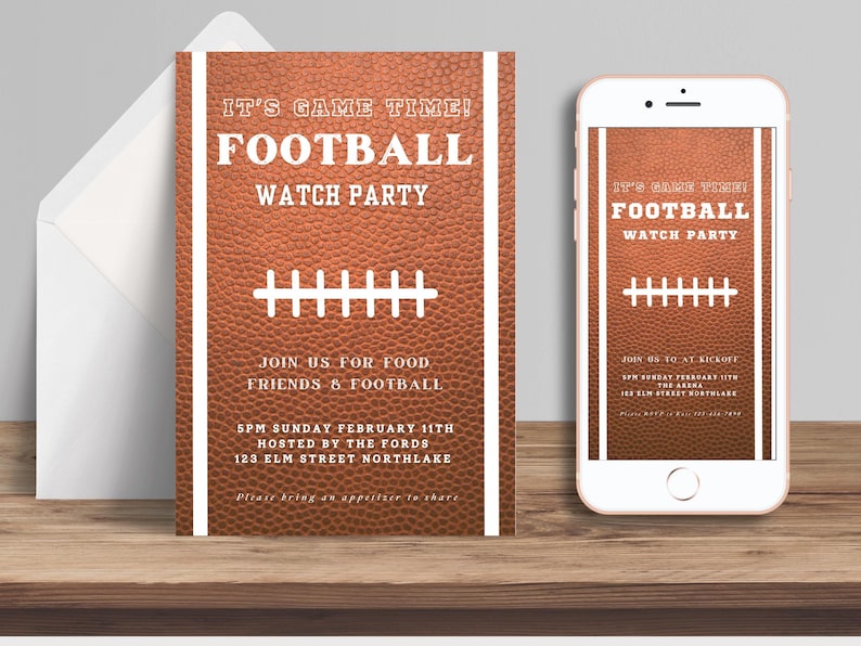 Editable Football Watch Party Invitation Printable Game Day Invite DIY ...