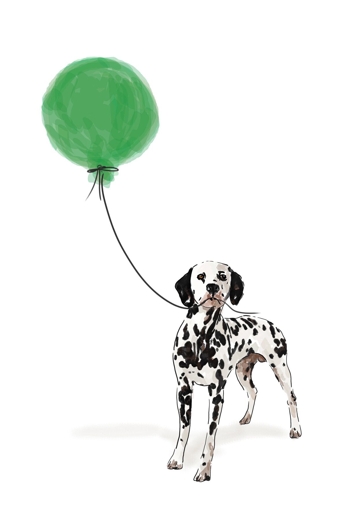 Dalmatian Dog With Balloon Greeting Card - Etsy