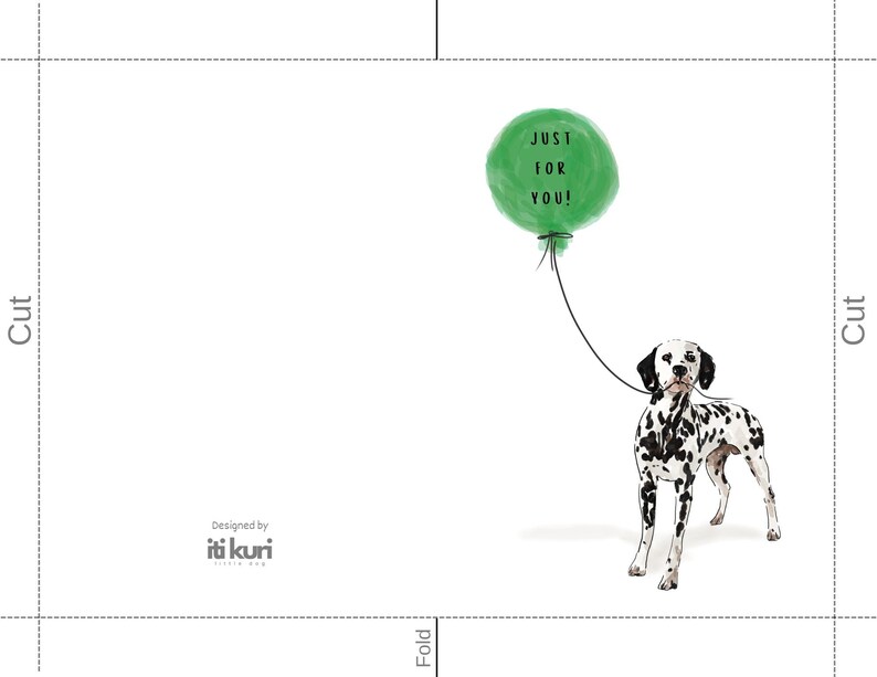 Dalmatian Dog With Balloon Greeting Card - Etsy