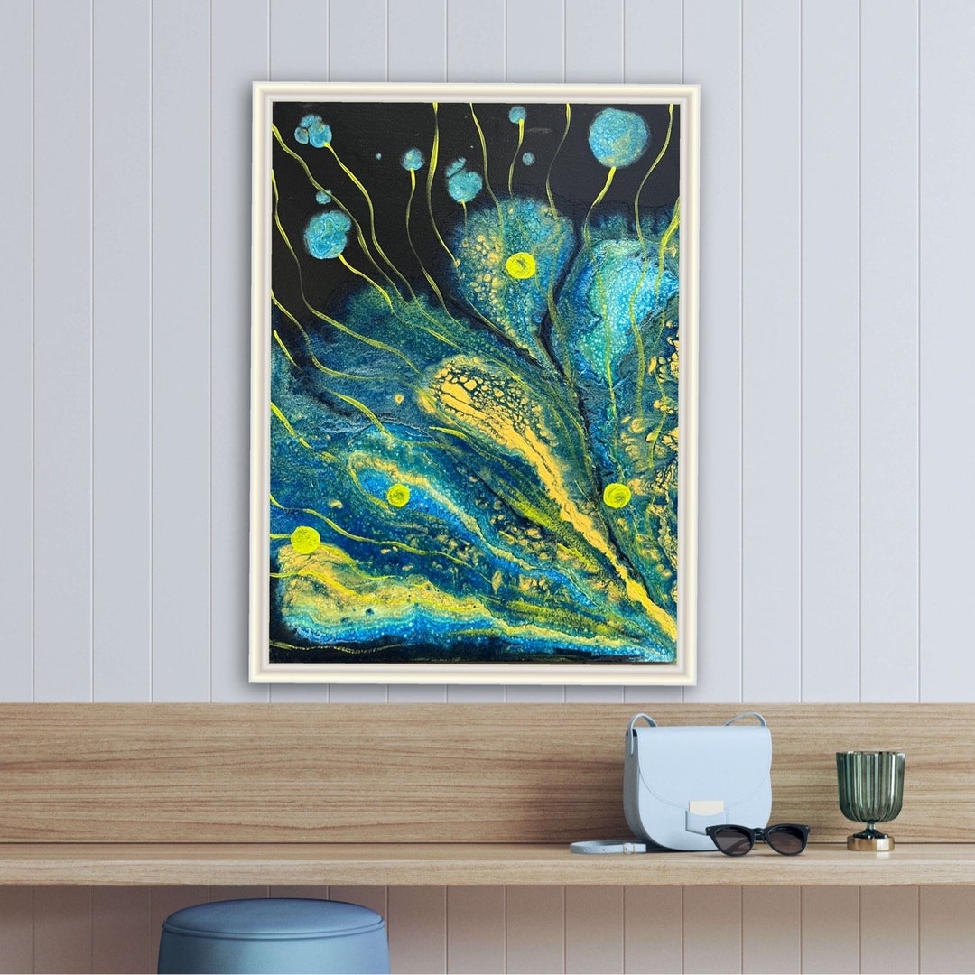 Digital Product Peacock Tale. Printable Wall Art of Cosmic Flowers ...