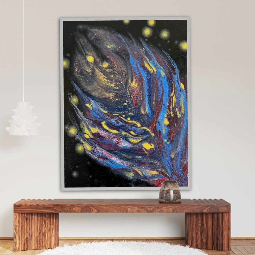 Blue Cosmic Leafe Abstract Poster. Meditation Picture Printable Wall ...