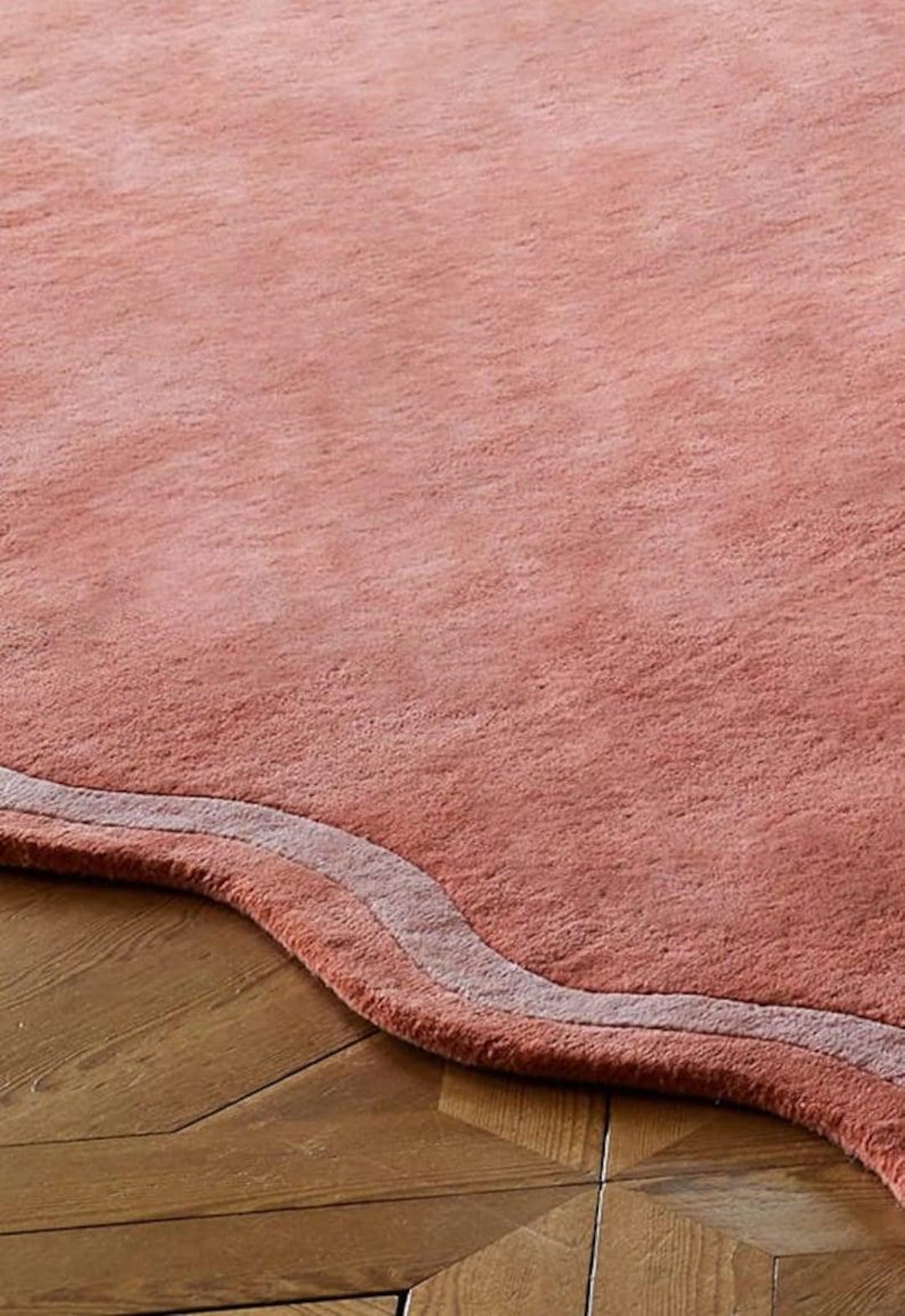 Hand Tufted Scallop Watermelon Rug Hand-tufted 100% Wool Handmade Area ...