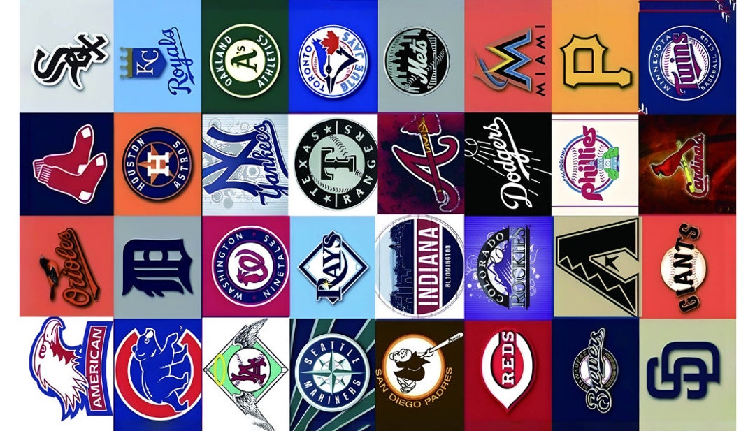 MLB All Team Baseball Wall Flag Art MLB Fan Wall Banner - Etsy