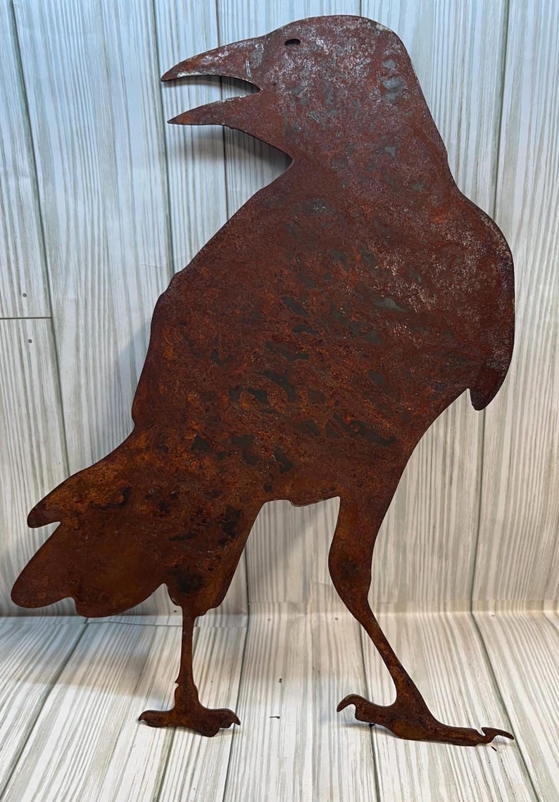 Rusted Crow Metal Plasma Cut Art Outdoors Home Decor - Etsy