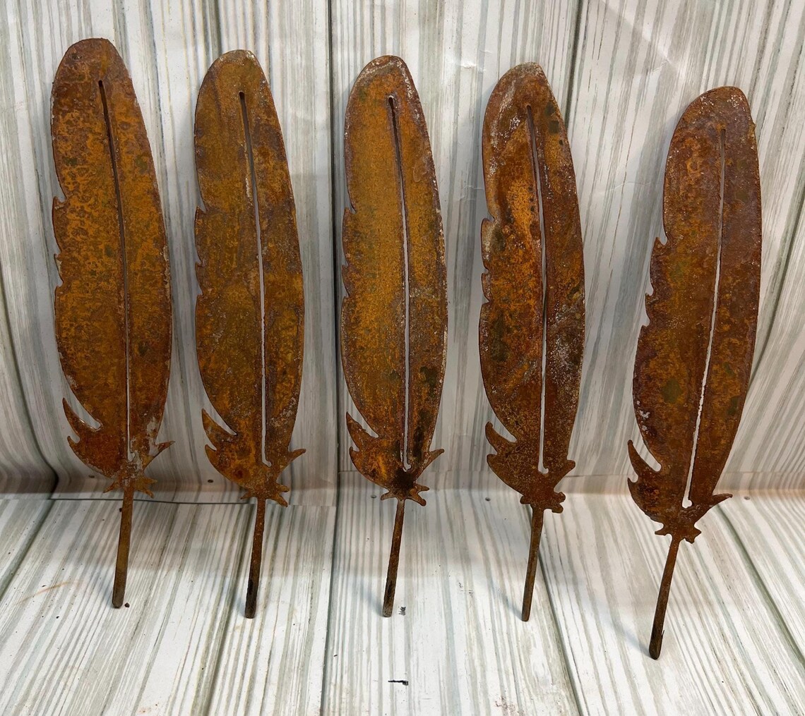 Rusted Feathers Plasma Cut Metal Art Garden Art Outdoors Home Decor ...