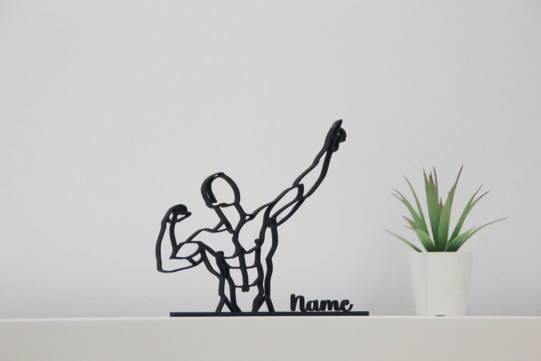 Bodybuilder Personalized Figure, Gym Sculpture Art, Workout Desk Name ...