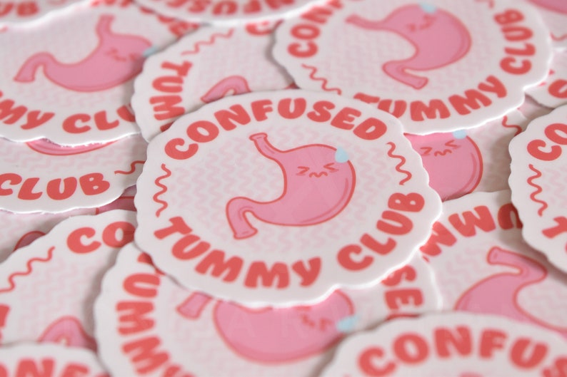 Confused Tummy Club Sticker | Tummy Ache, IBS, Stomach Ache, Sticker ...