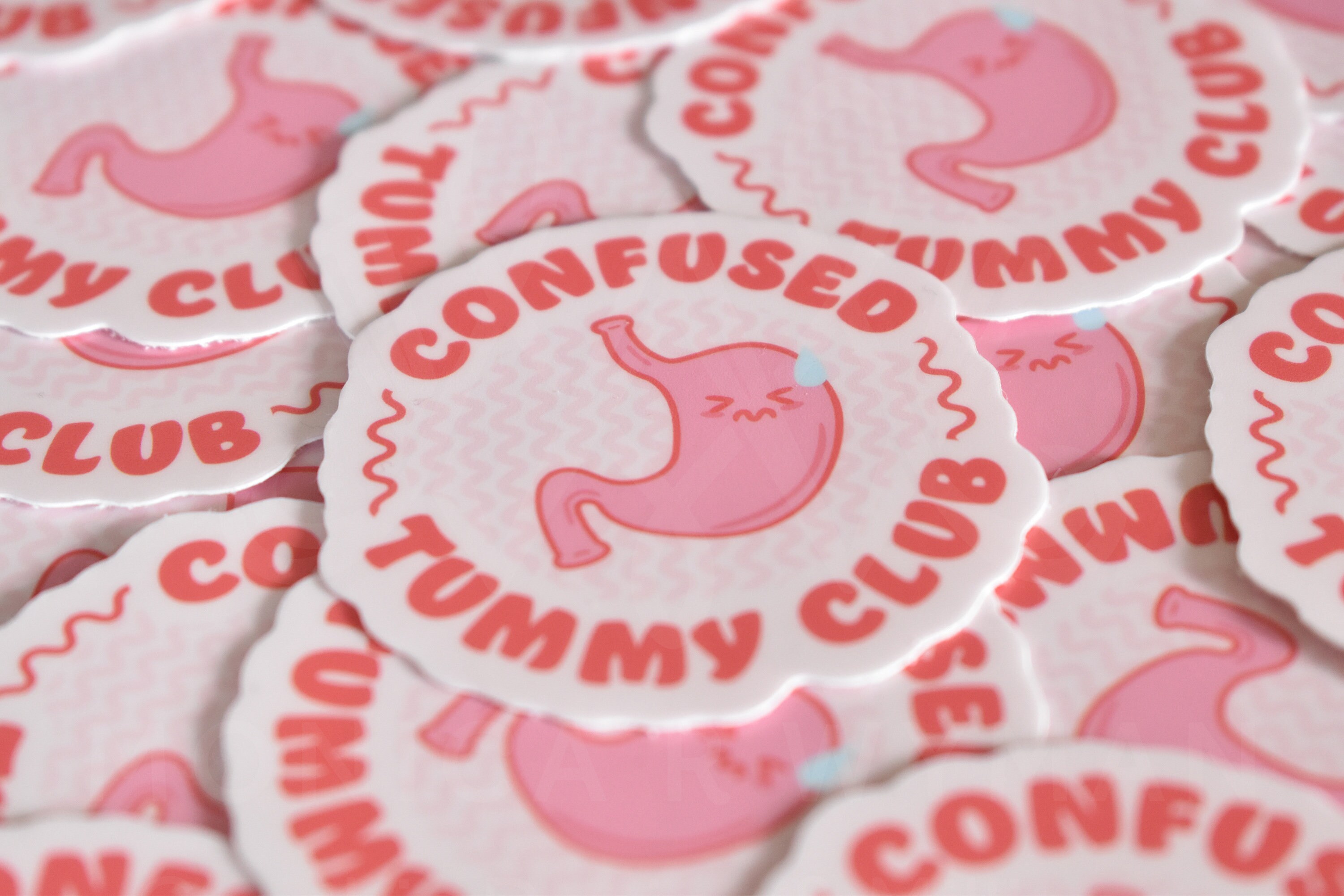 Confused Tummy Club Sticker | Tummy Ache, IBS, Stomach Ache, Sticker ...