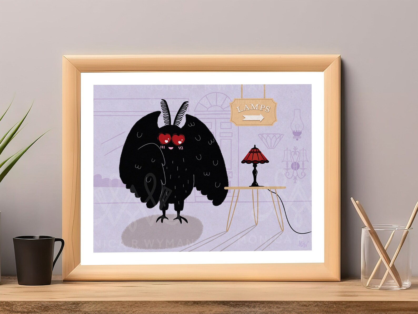 Mothman in Antique Lamp Shop Art Print | Mothman, Cryptid, Art, Art ...