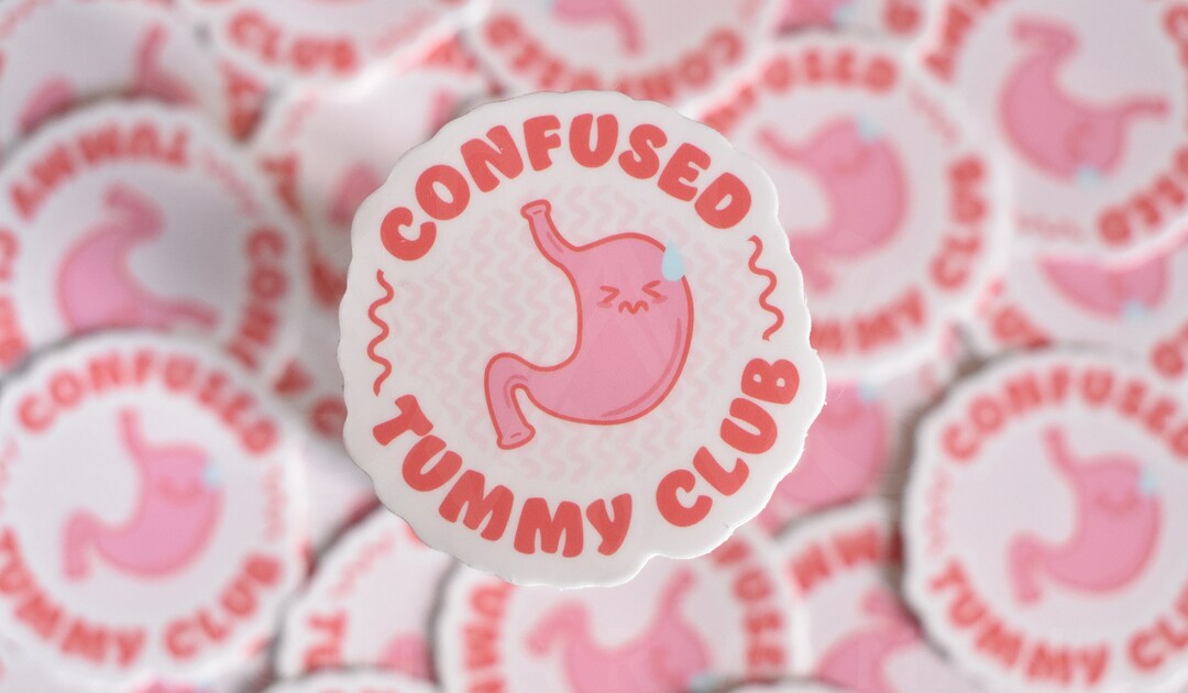 Confused Tummy Club Sticker | Tummy Ache, IBS, Stomach Ache, Sticker ...
