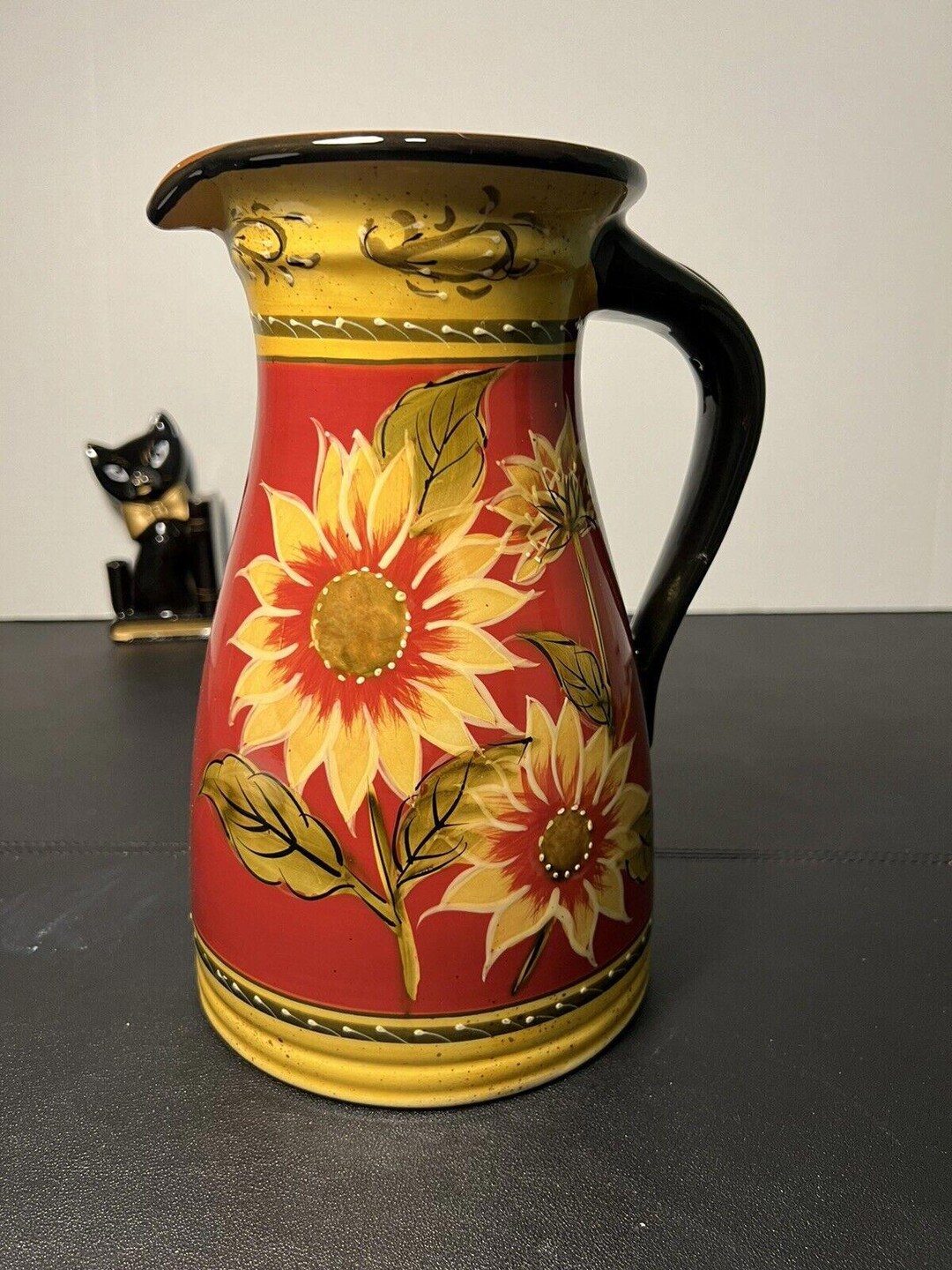Pier 1 Imports Sunflower Hand Painted Terracotta Pitcher Jug - Etsy