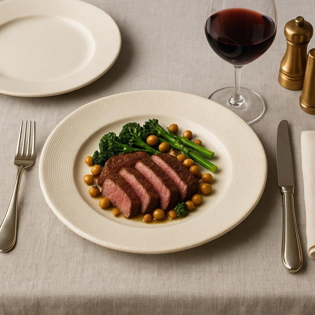 Poc à Poc France 1999 7 Linen-texture Stoneware Full Size Dinner Plates ...