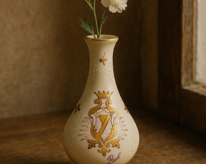 Samson France Antique 1880s Porcelain Bud Vase Raised Floral & Gilt, 6 ...