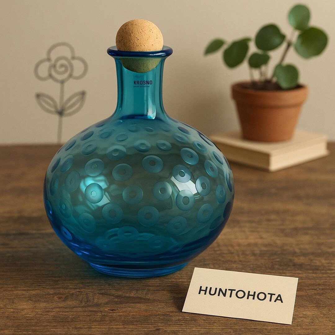 Krosno Poland 2000s Blue Bubble Optic Polka Dot Glass Decanter, 8x6” - Etsy