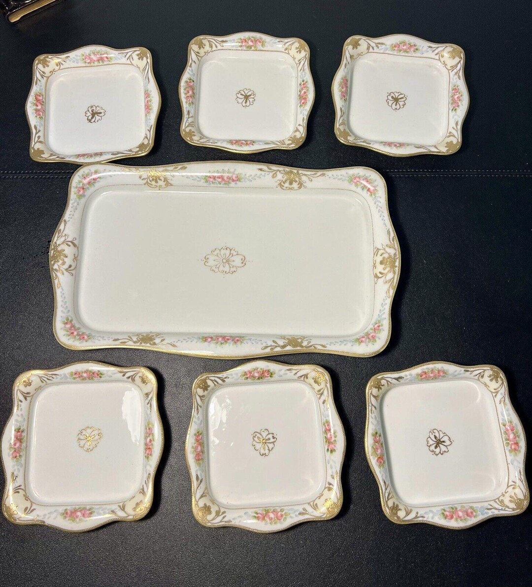 Nippon Morimura Antique 1920s Set Serving Tray 6 Ice Cream Dessert ...