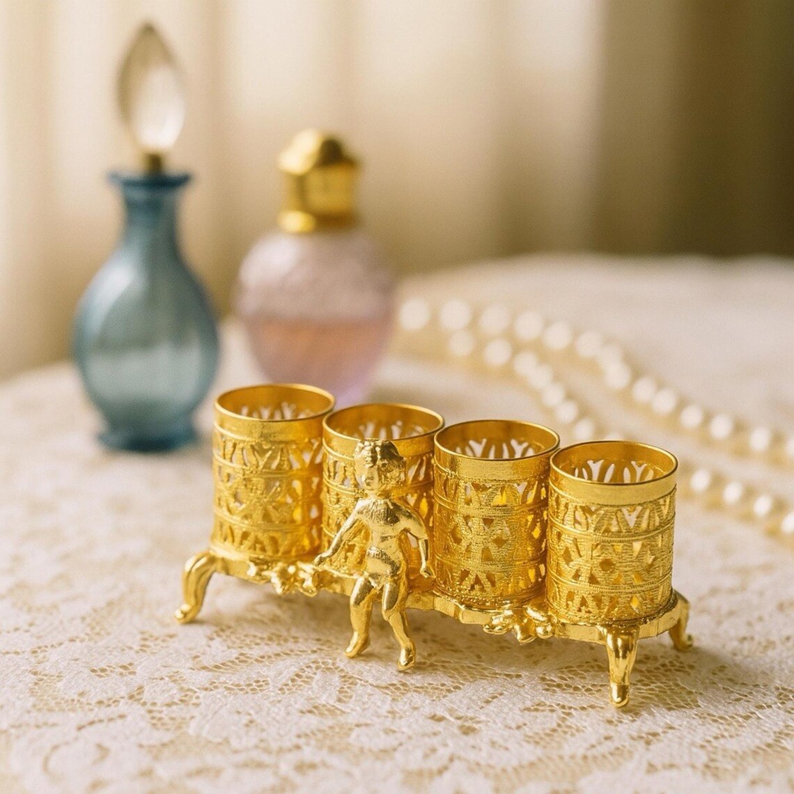 SF© 1960s Gold-tone Rococo Lipstick Holder With Cherub, 4x1.5” - Etsy