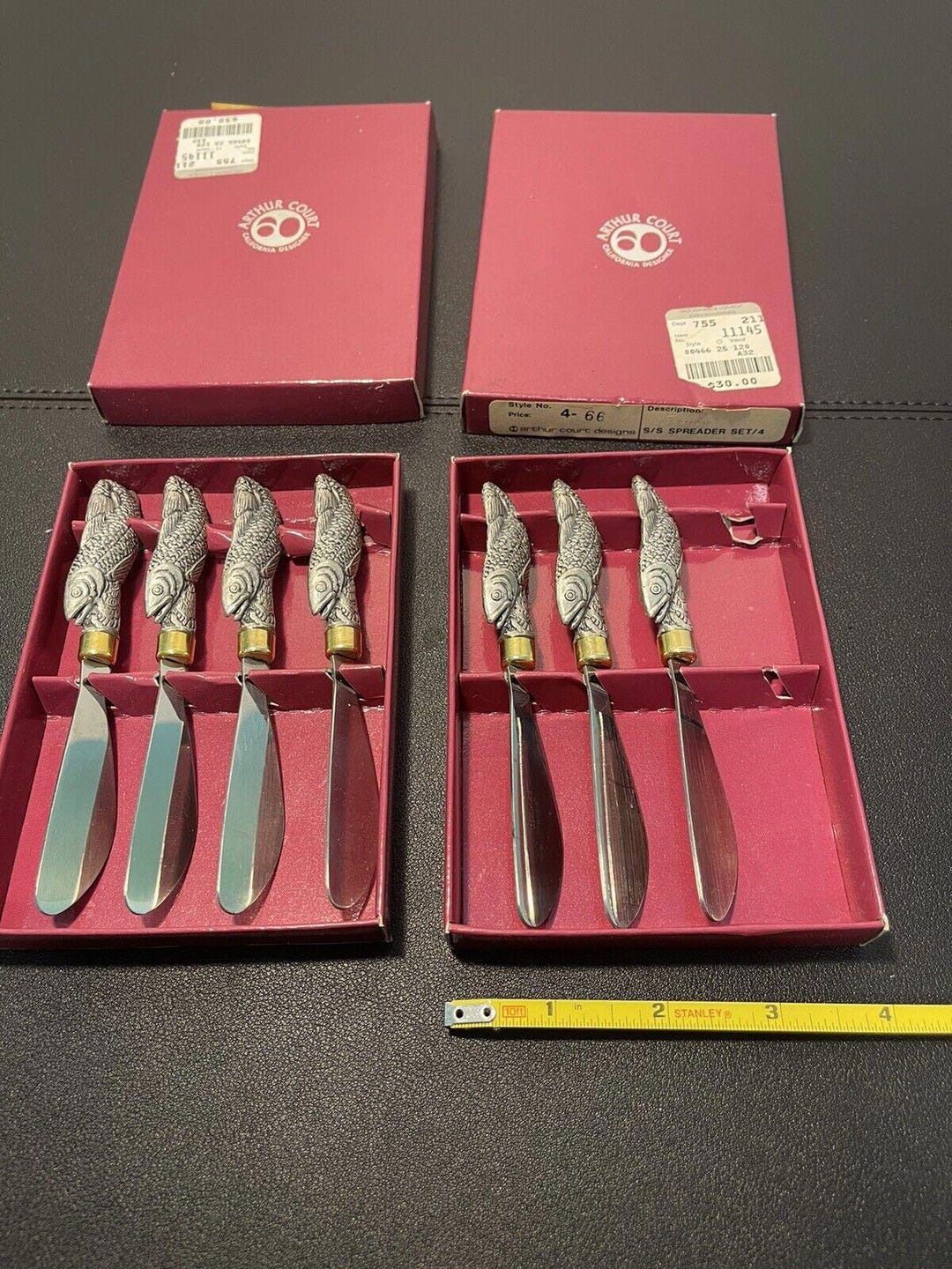 Arthur Court Vintage 1980s 7 Stainless Salmon Handle Spreaders Knives ...