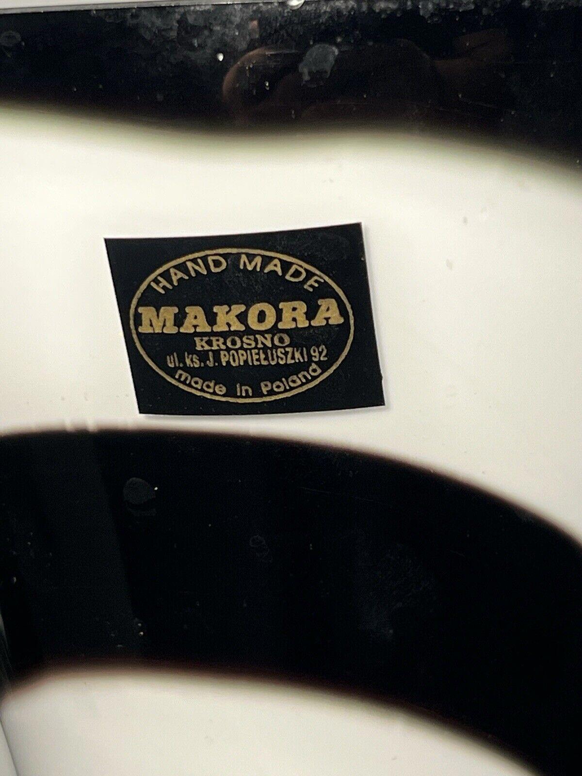 Makora Krosno Art Glass Vintage 1970s Black White Zebra Vase Poland 12 ...