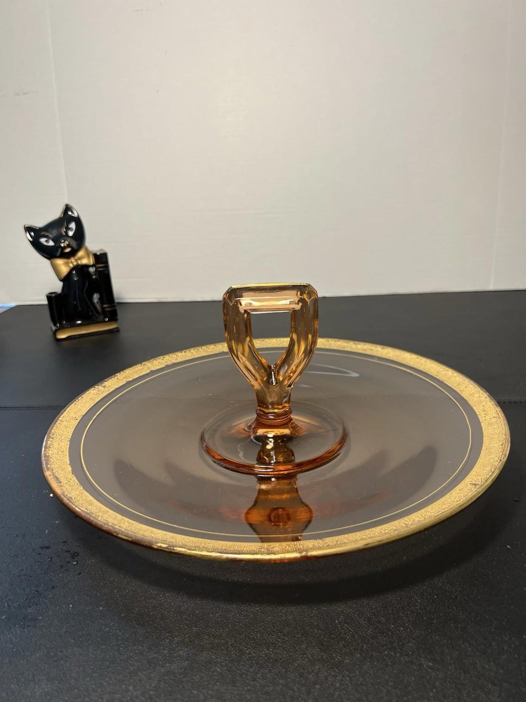 Vintage Italian 1950s Depression Amber Glass Keyhole Handle Sandwich ...