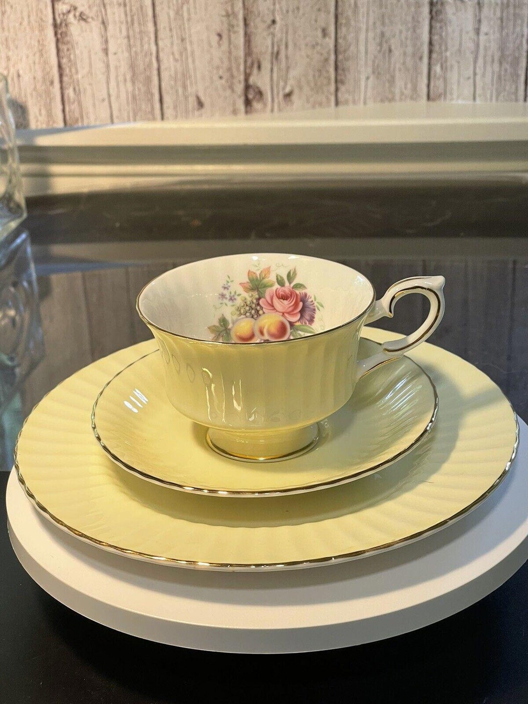 Royal Standard 1950s Bone China Rose Fruit Pattern Teacup Saucer ...