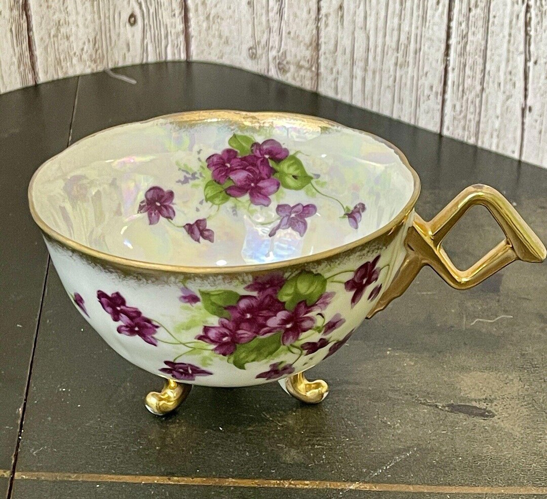Shafford Japan Vintage Hand Painted Lustre 3-footed Violets & Gold Trim ...