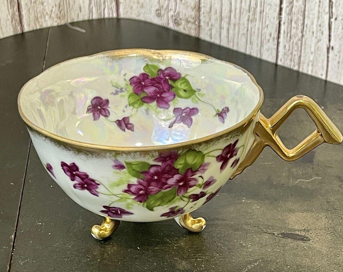 Shafford Japan Vintage Hand Painted Lustre 3-footed Violets & Gold Trim ...
