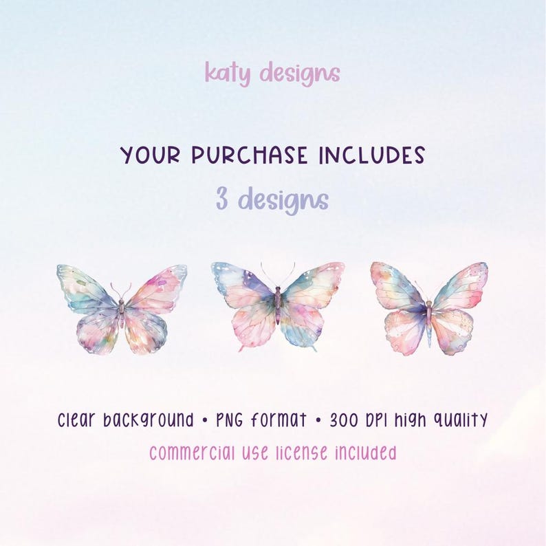 Pastel Rainbow Butterfly Clipart Set | Watercolor Butterfly Pngs | Soft ...
