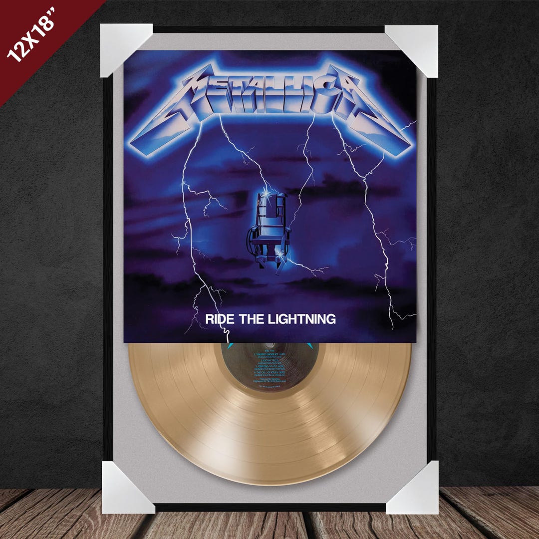 Metallica - Ride the Lightning - Record Poster - 12x18 - Gold & Black ...