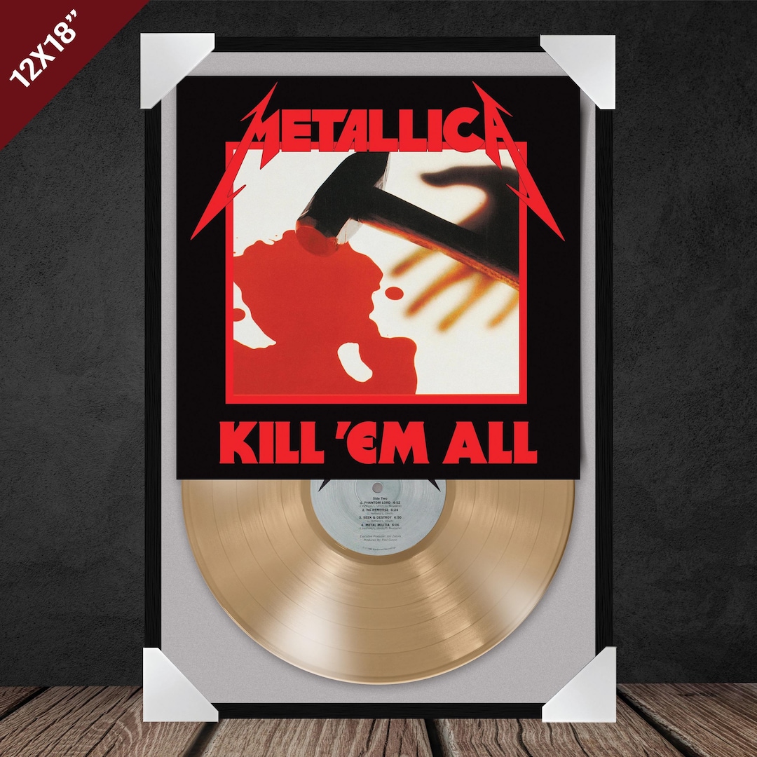 Metallica - Kill Em All - Record Poster - 12x18 - Gold & Black Bundle ...