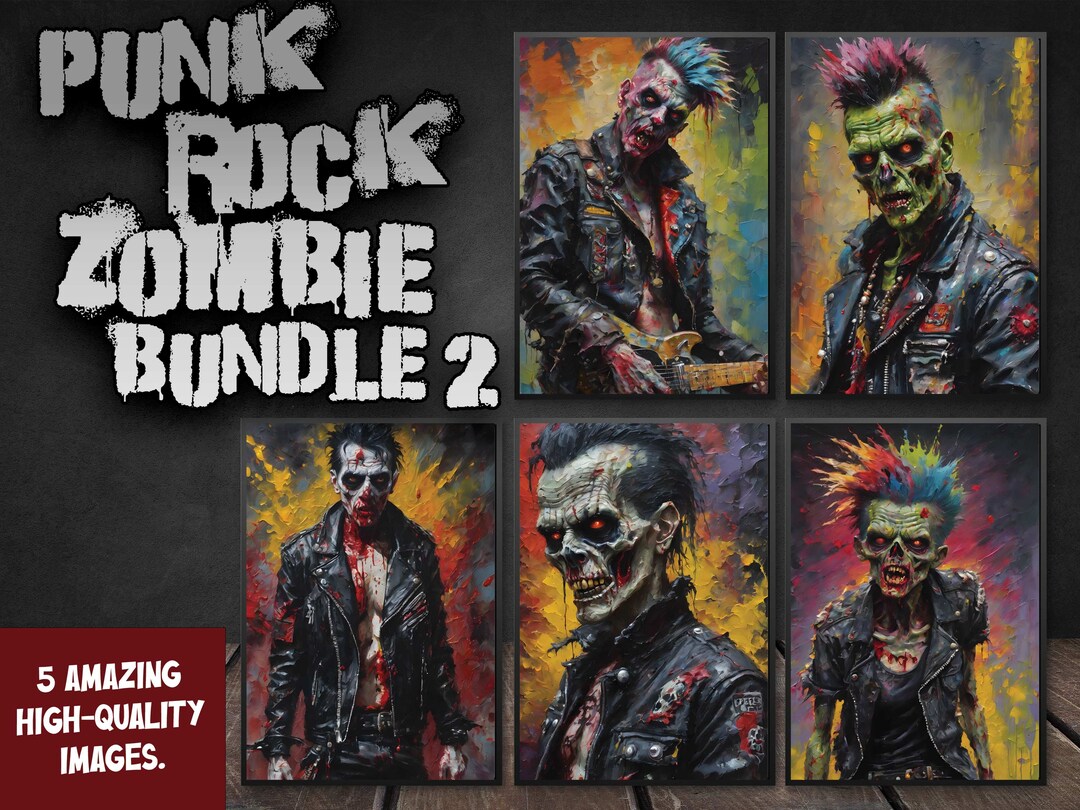 Bundle 2 Punk Rock Zombies Wall Art: Punk - Oil Paintings - Hardcore - Etsy