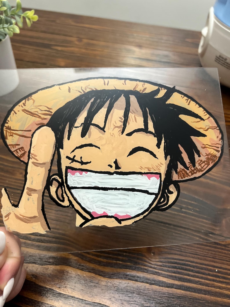 One Piece, Fan Art, Luffy, Painting, Glass, Anime, Custom - Etsy