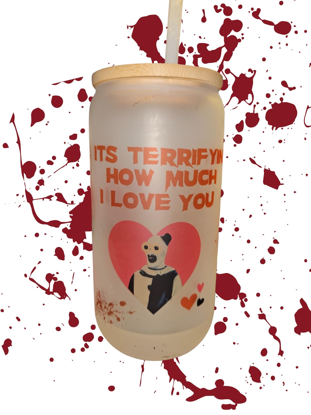 Terrifier- Art the Clown - Terrifying Love Horror Glass Tumbler - Etsy
