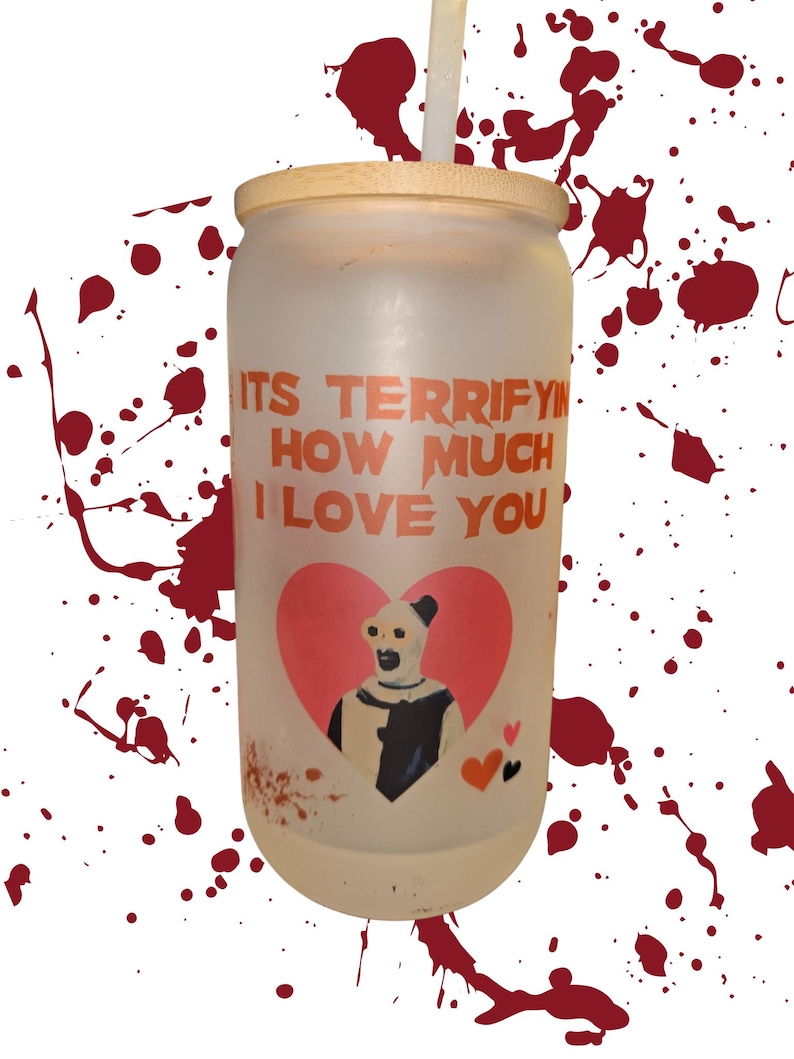 Terrifier- Art the Clown - Terrifying Love Horror Glass Tumbler - Etsy