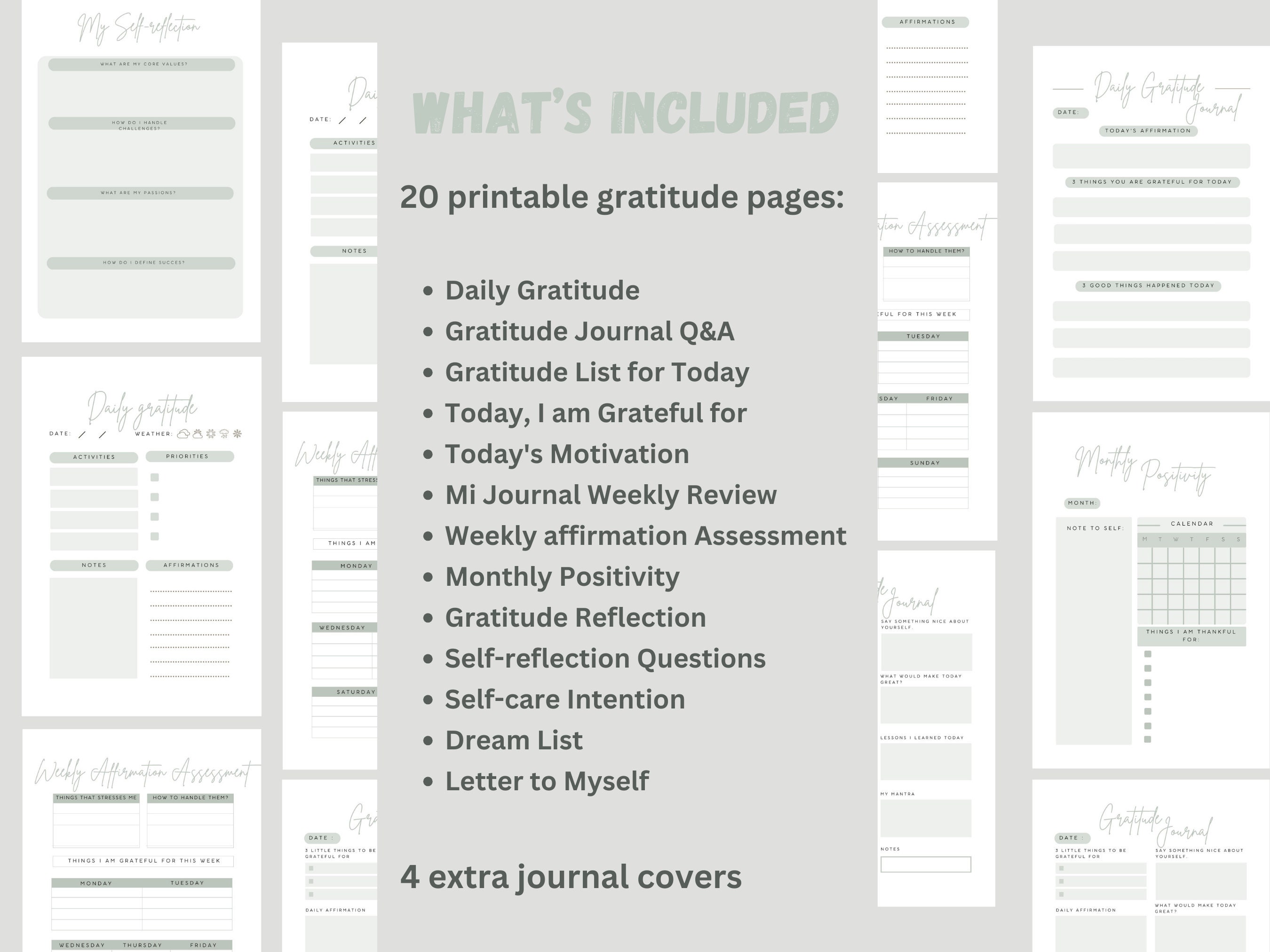 Gratitude Journal Printable BUNDLE 20 Pages Mindfulness Log, Gratitude ...