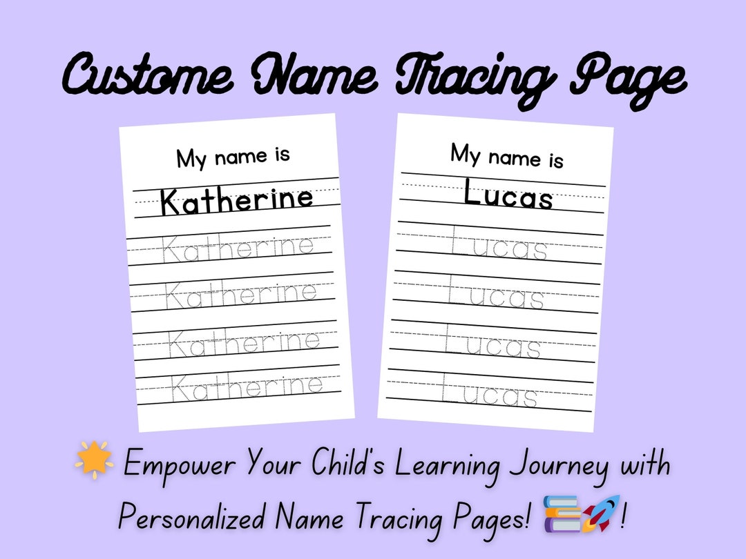 Custom Name Tracing Sheet, Personalized Handwriting Practice for Kids ...