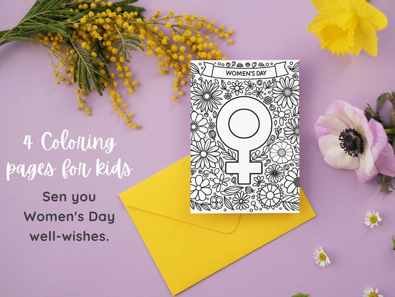 Women's Day Coloring Pages for Kids - Set of 4 Printable Empowering ...