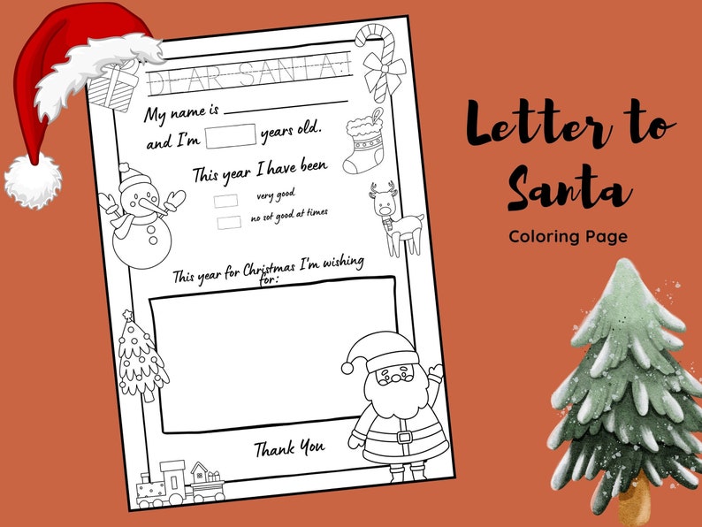 Printable Letter to Santa Coloring Page, Dear Santa Letter for Kids ...