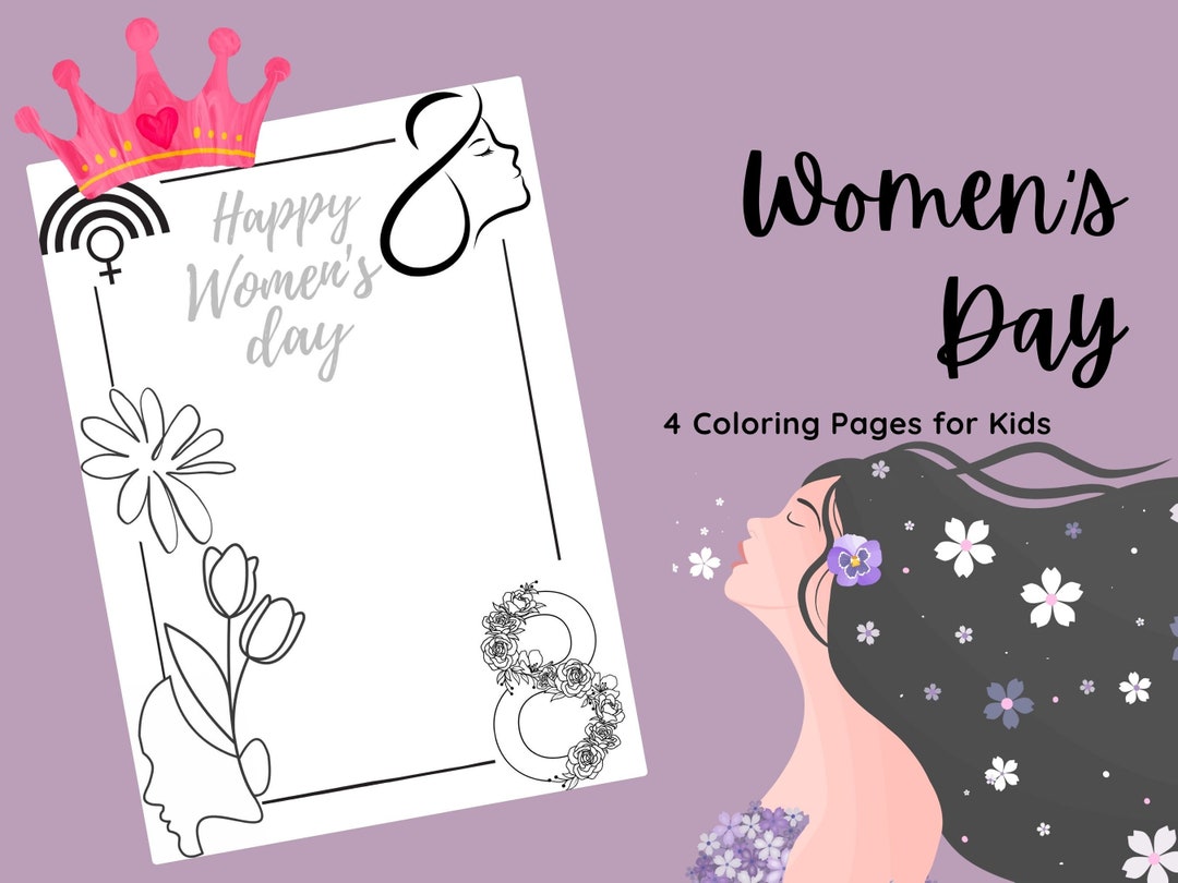 Women's Day Coloring Pages for Kids - Set of 4 Printable Empowering ...