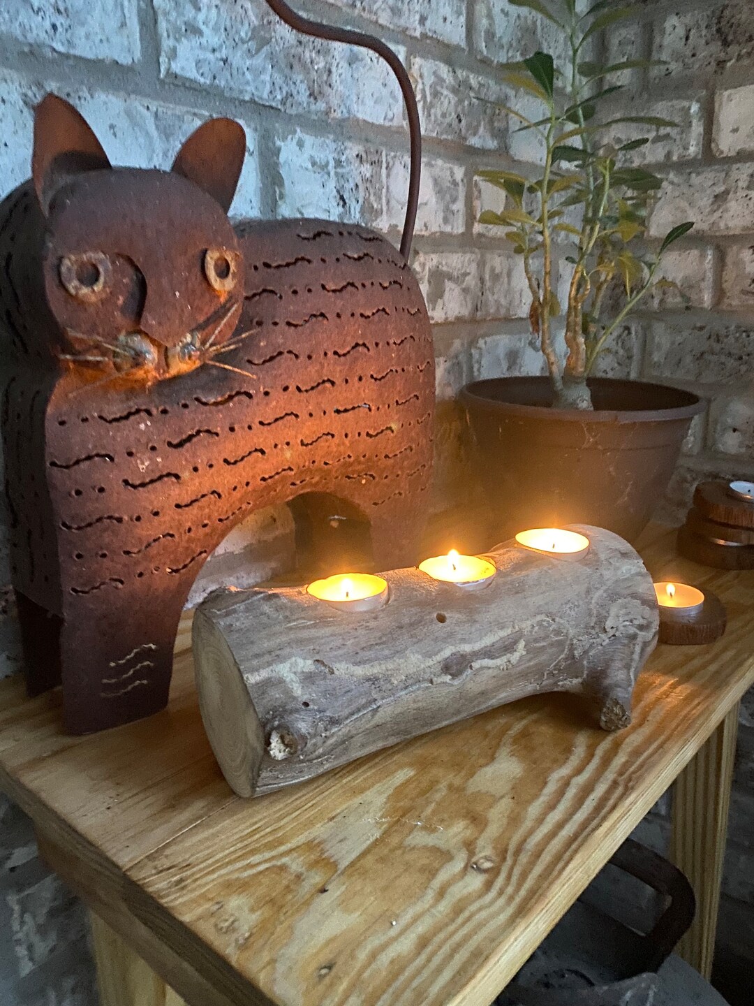 Rustic Candle Holders, Rustic Candle, Rustic, Log Candle, Live Wood ...