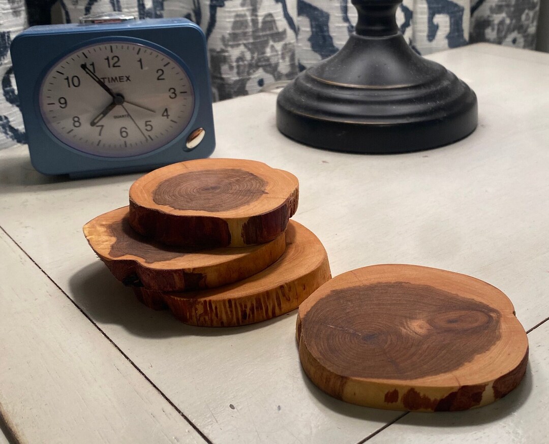 Rustic Coaster 4 Piece Set, Rustic Coasters, Rustic, Log Coasters, Live ...